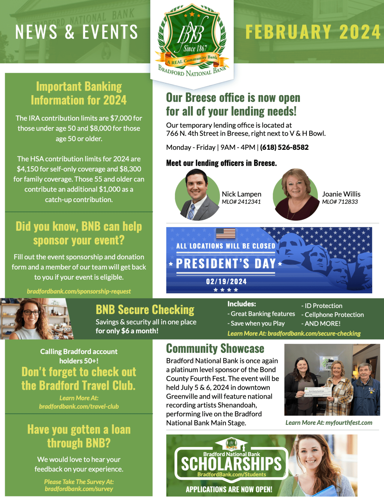 February Newsletter | Bradford National Bank
